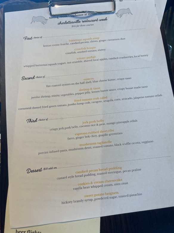 Dining at Mount Ida For Charlottesville Restaurant Week | Wine Trails ...